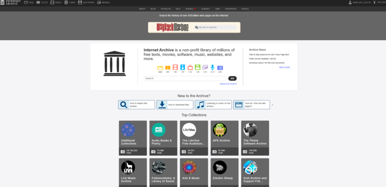 인터넷의 시간여행, 아카이브닷오알지(Archive.org) - Sinabro